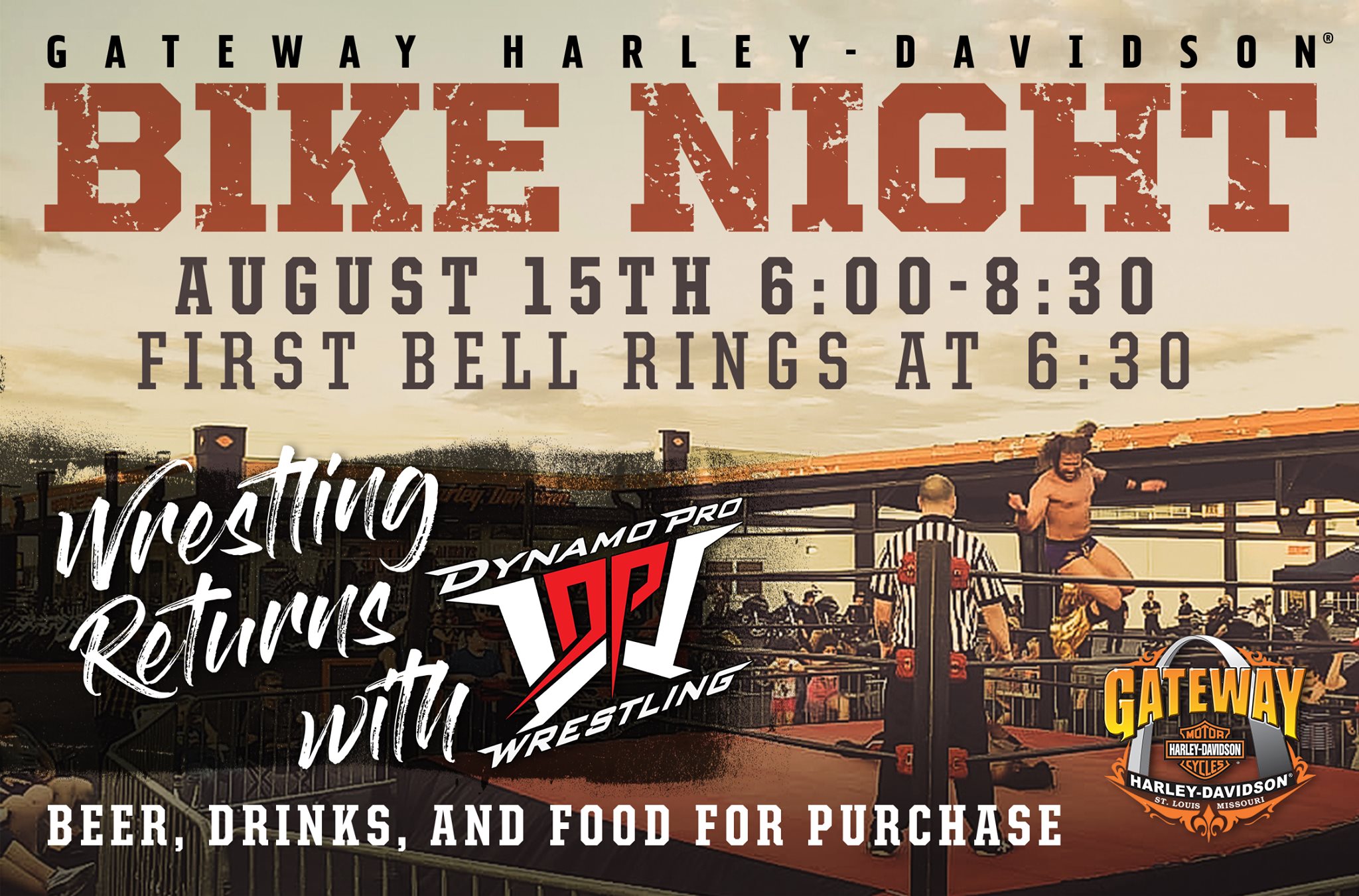 Dynamo Pro: Free wrestling at Gateway Harley-Davidson’s Bike Night, Aug ...